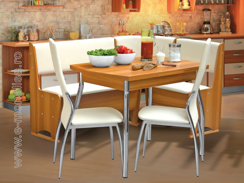 Coltare pt Bucatarie tapitate crem, galben, maro Grup de colt Practic