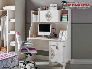 Birou Alb cu Etajera Office | Birouri cu Usa - Sertar si Etajera